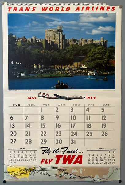 TWA 1956 Calendar: August, May – Poster Museum