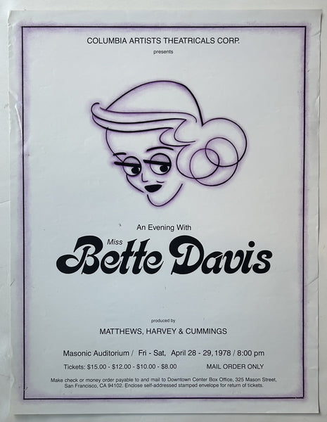 An Evening With Miss Bette Davis Poster – Poster Museum