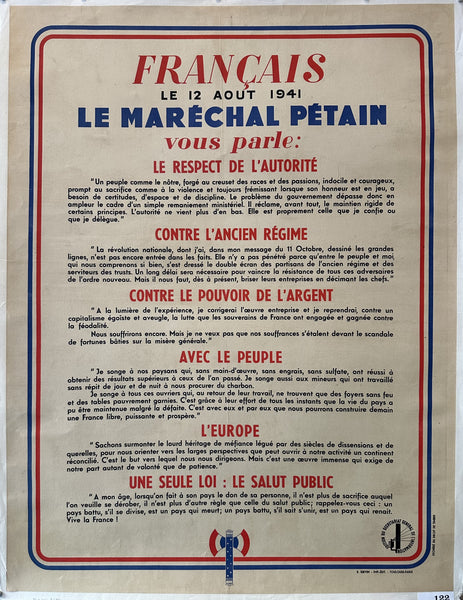 Le Maréchal Pétain Vous Parle – Poster Museum