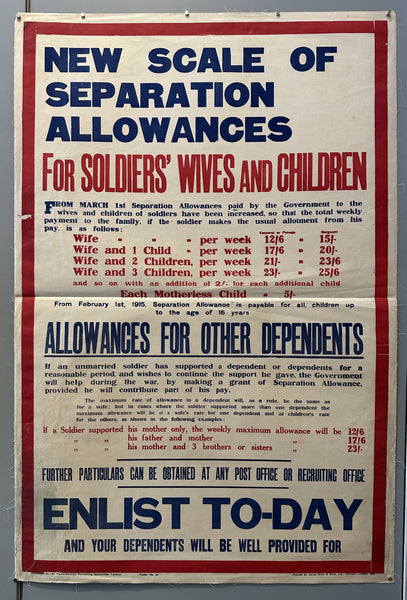 New Scale of Separation Allowances Poster – Poster Museum