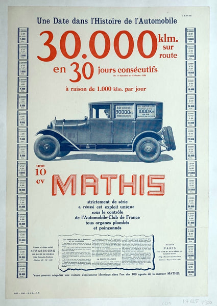 Une Date dans l'Histoire de l'Automobile -- Mathis – Poster Museum