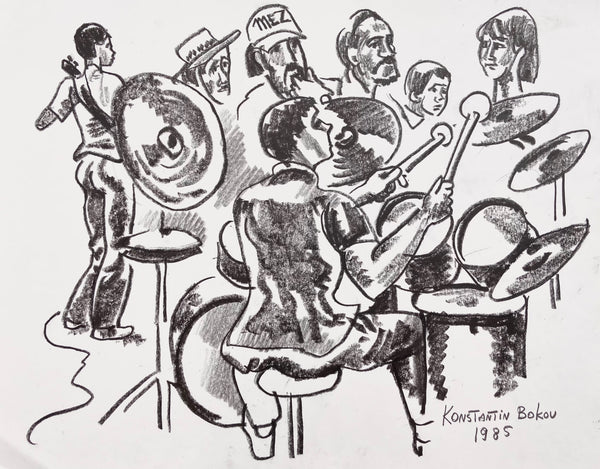 The Percussionist Konstantin Bokov Charcoal Drawing – Poster Museum