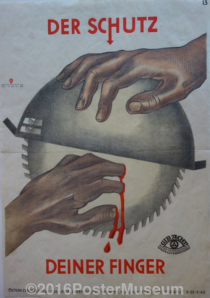 Der schutz deiner finger Protect you fingers – Poster Museum