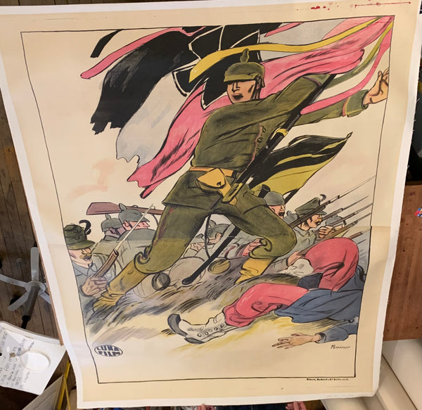 German soldier with flag – Poster Museum